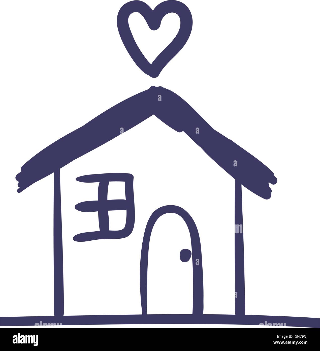 house and heart drawing isolated icon Stock Vector Image & Art - Alamy