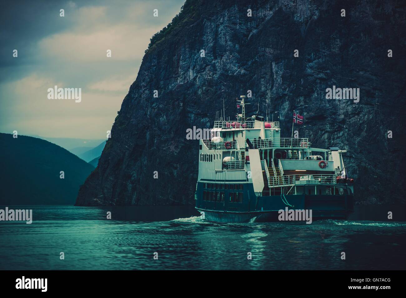 Norwegian Fjord Ferry. Scandinavian Water Transportation Systems Stock ...