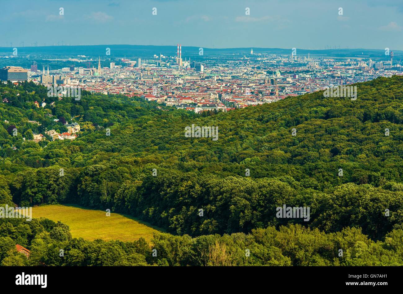 Vienna Countryside. Downtown Vienna, Austria and Beautiful Nearby Hills ...
