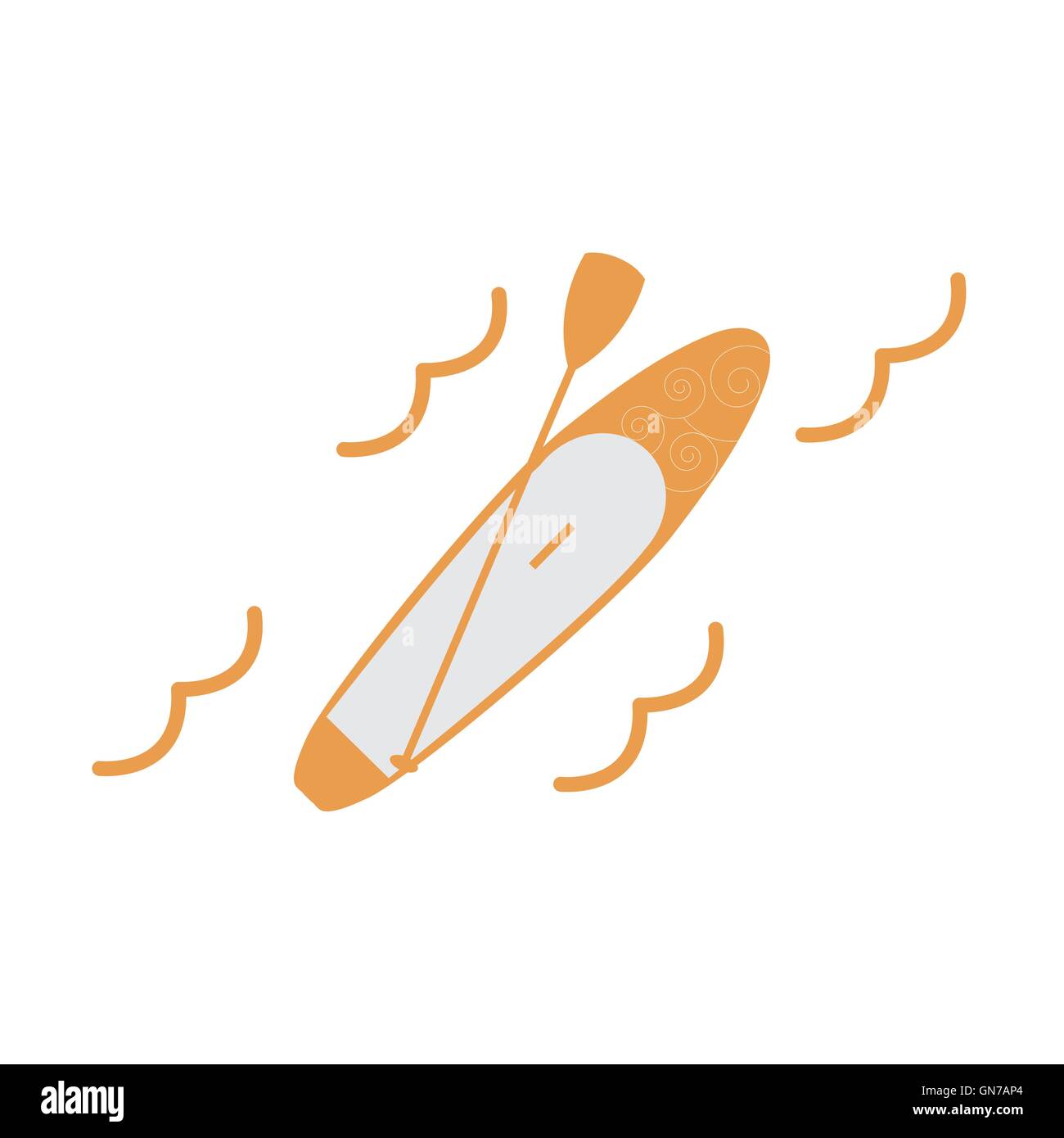 Stylized icon of a colored stand up paddling on a white background ...