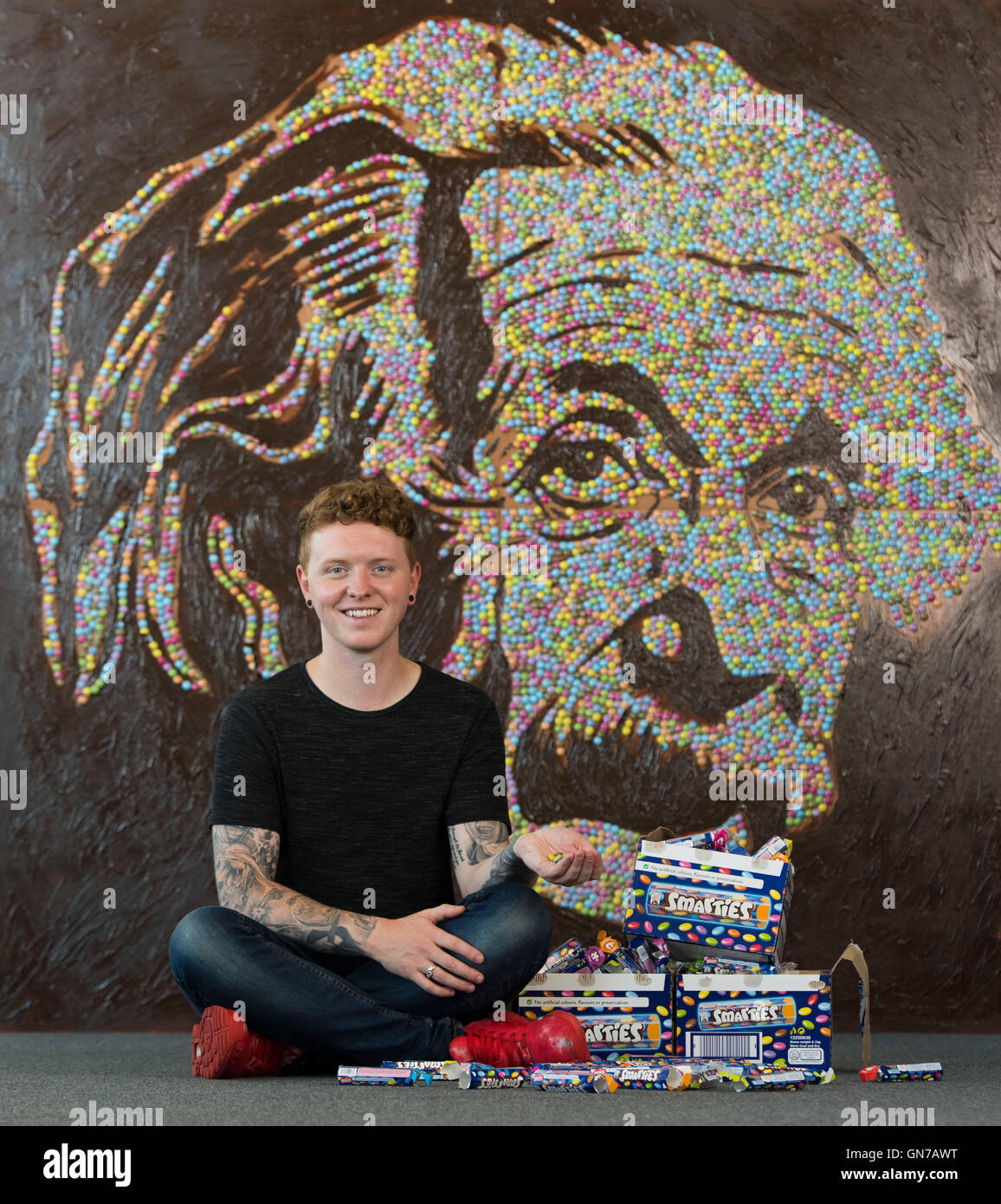 Cardiff artist Nathan Wyburn who created a portrait of Albert Einstein ...