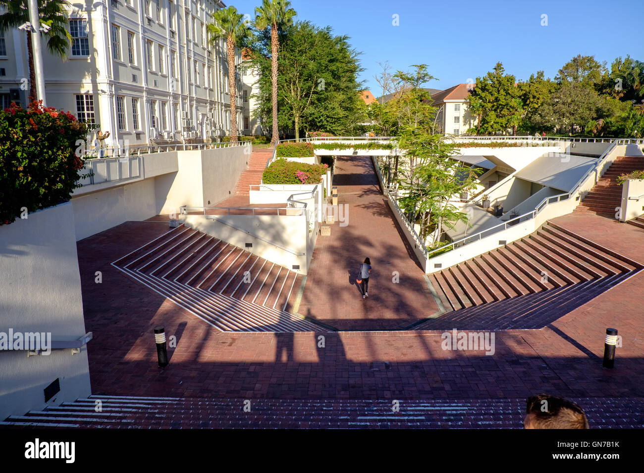 Sunken walkway in front of J. H. Neethling building on the campus of ...