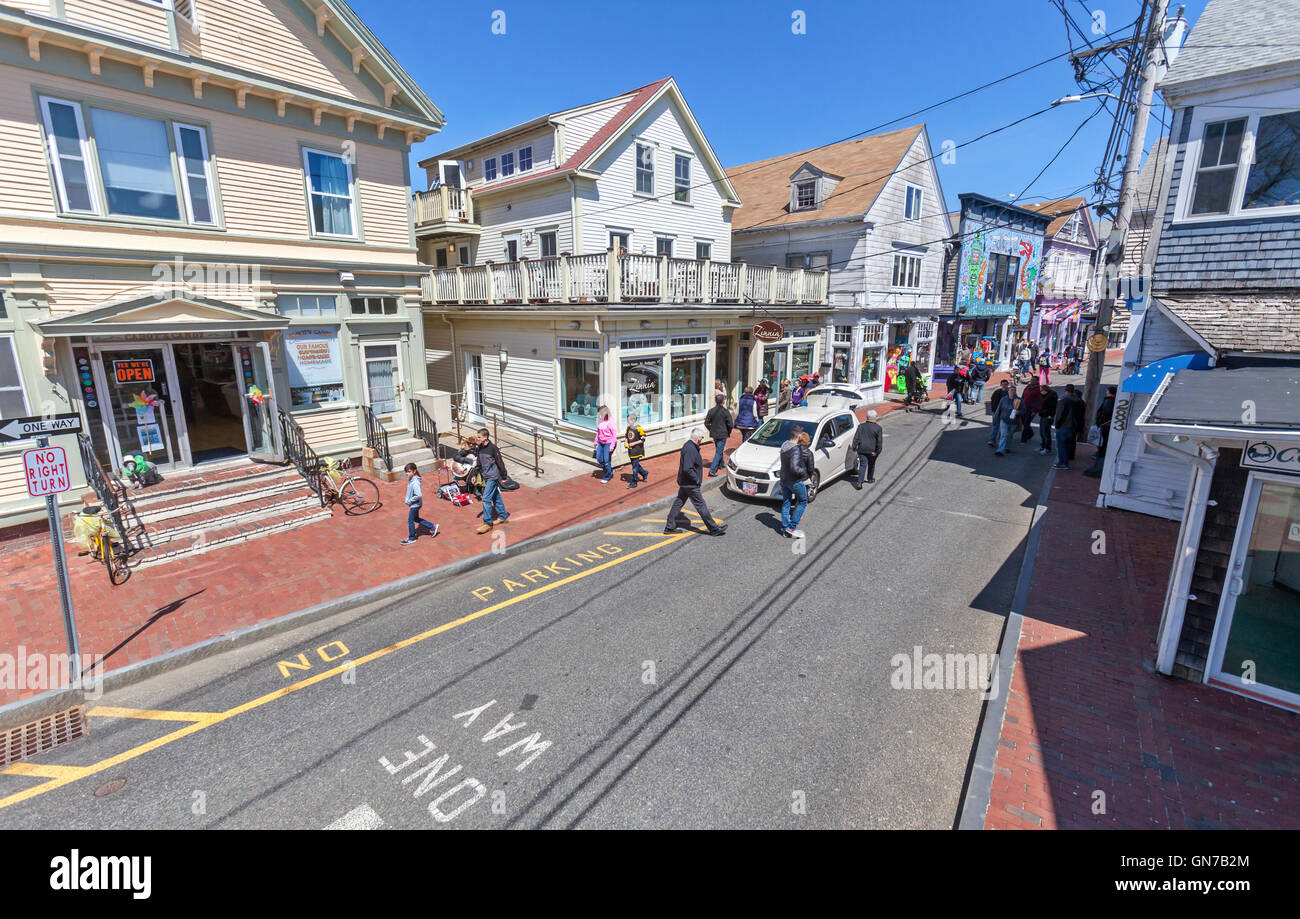 People walking on Commercial Street looking in stores in Provincetown ...