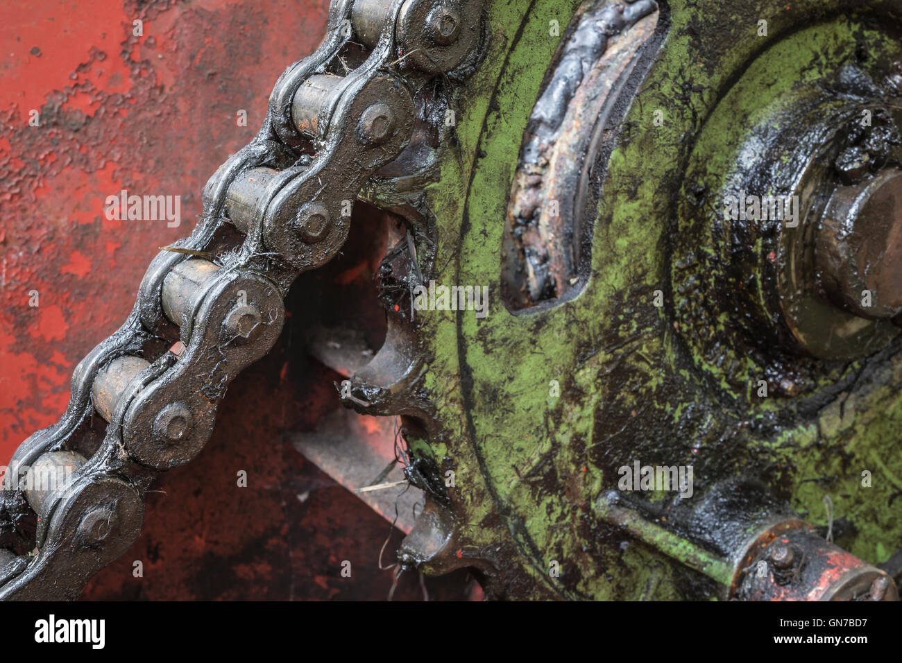 Chain transmission of a agricultural machine Stock Photo - Alamy