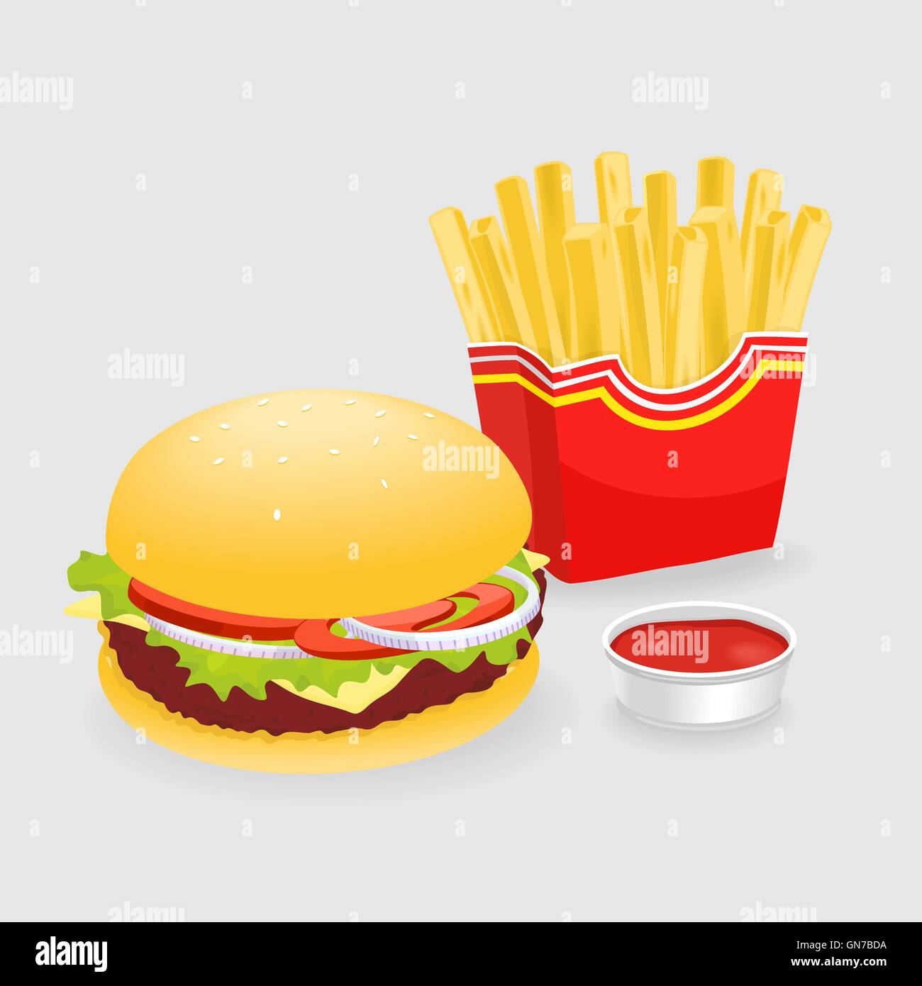 French Fries And Hamburger Stock Vector Image & Art - Alamy