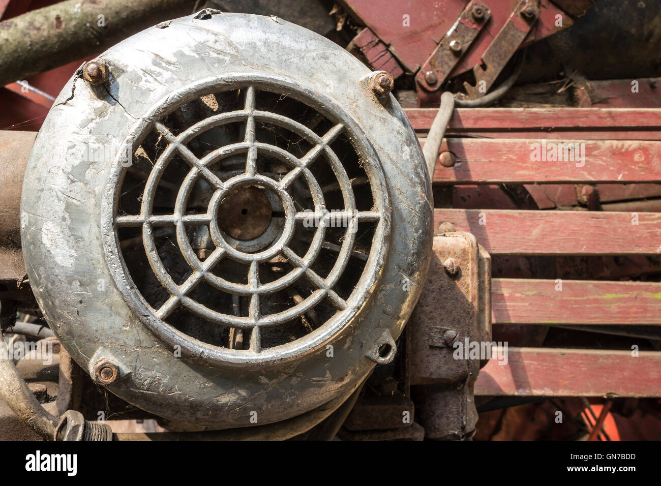 engine of a old belt conveyor Stock Photo - Alamy