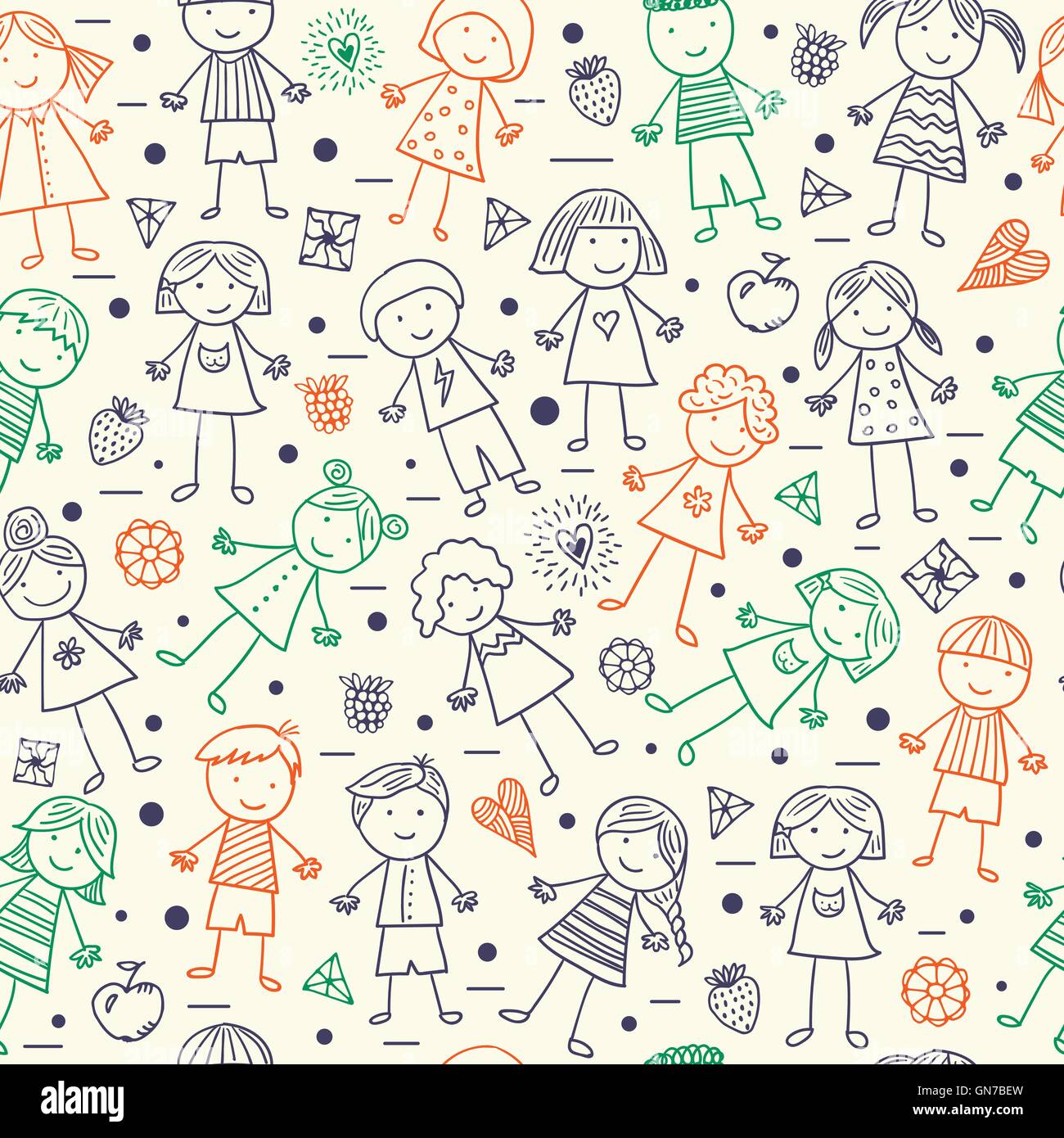 Seamless pattern with kids Stock Vector Image & Art - Alamy