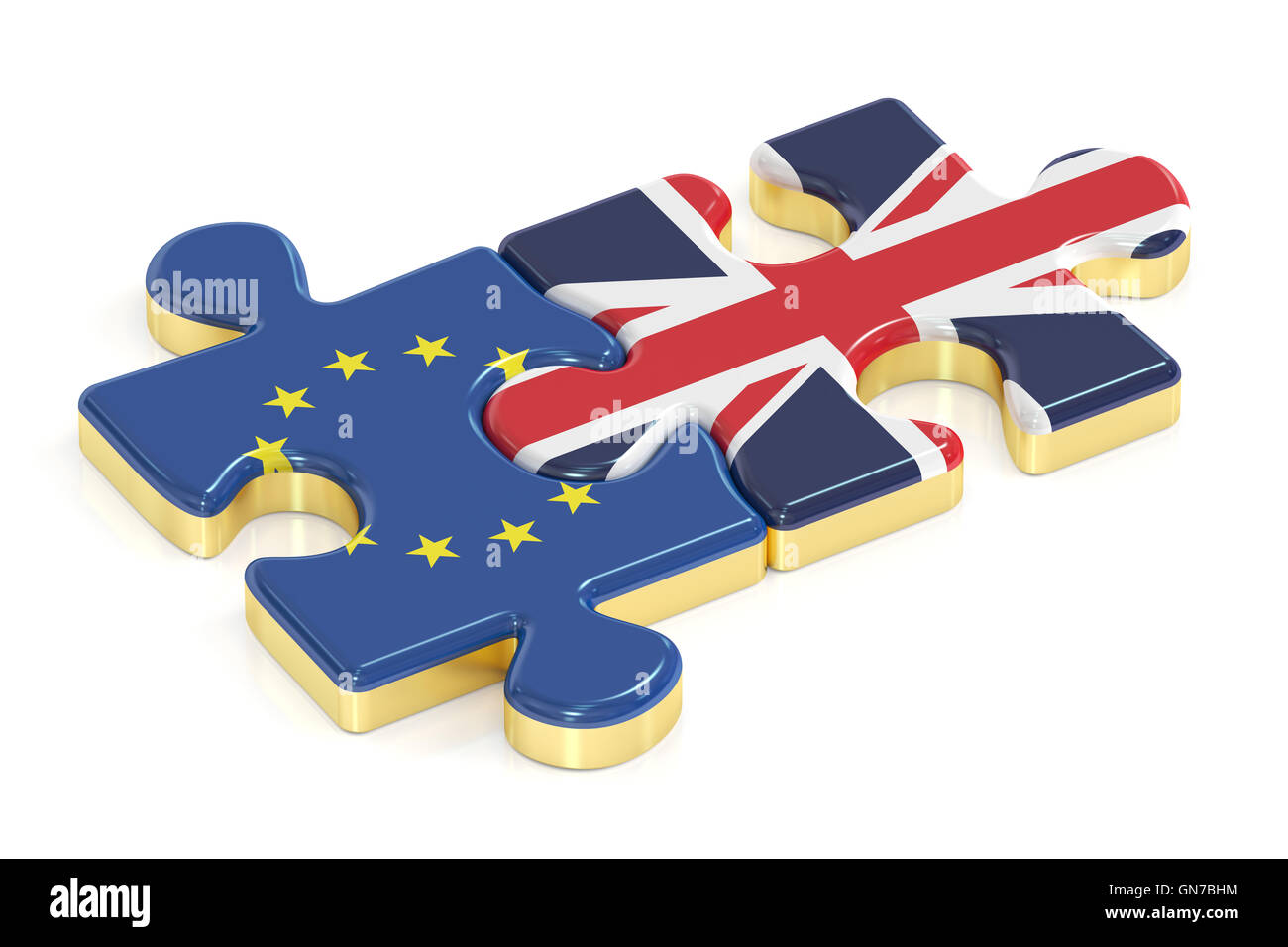 Great Britain and European Union puzzles from flags, 3D rendering Stock ...