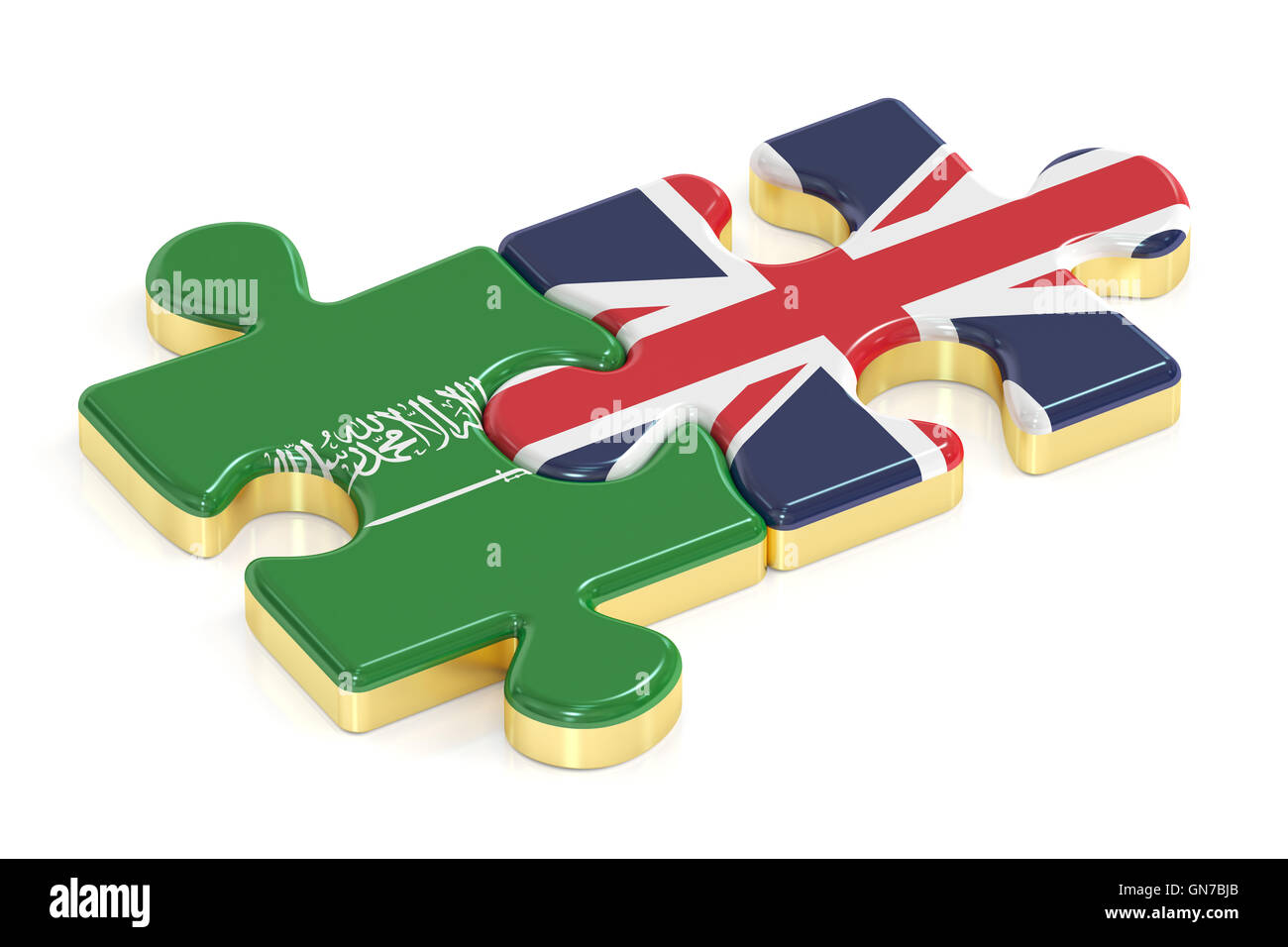Saudi Arabia and UK puzzles from flags, 3D rendering Stock Photo - Alamy