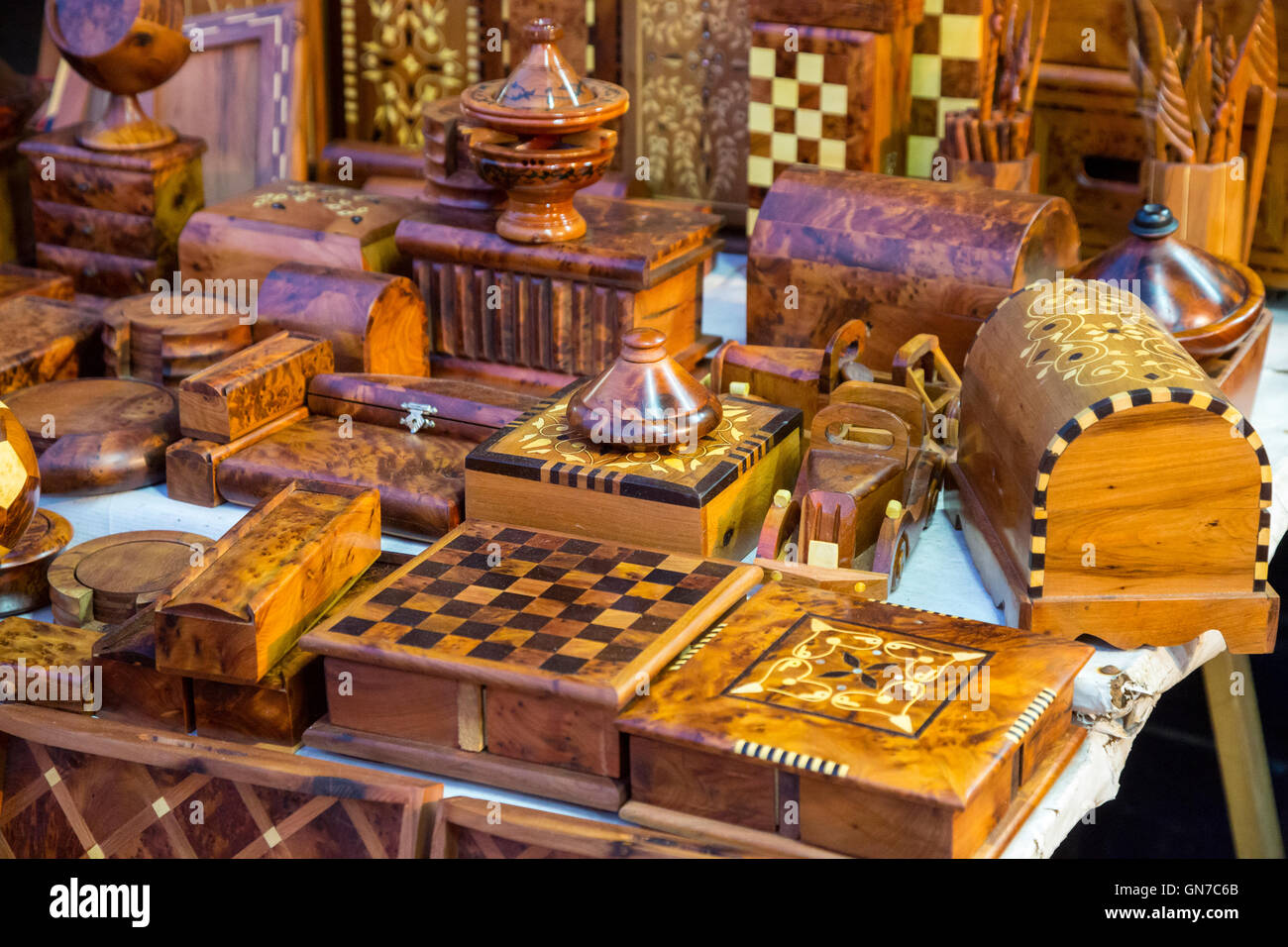 Essaouira, Morocco. Shop Selling Souvenir Items of Thuya Wood Stock ...