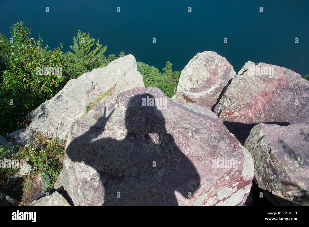 Devil's Lake State Park. Shadow on the rock Stock Photo - Alamy