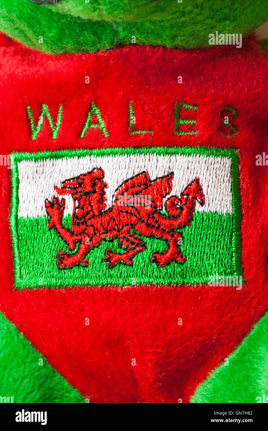 Detail of dragon on Welsh flag on Wales beanie teddy bear Stock Photo ...