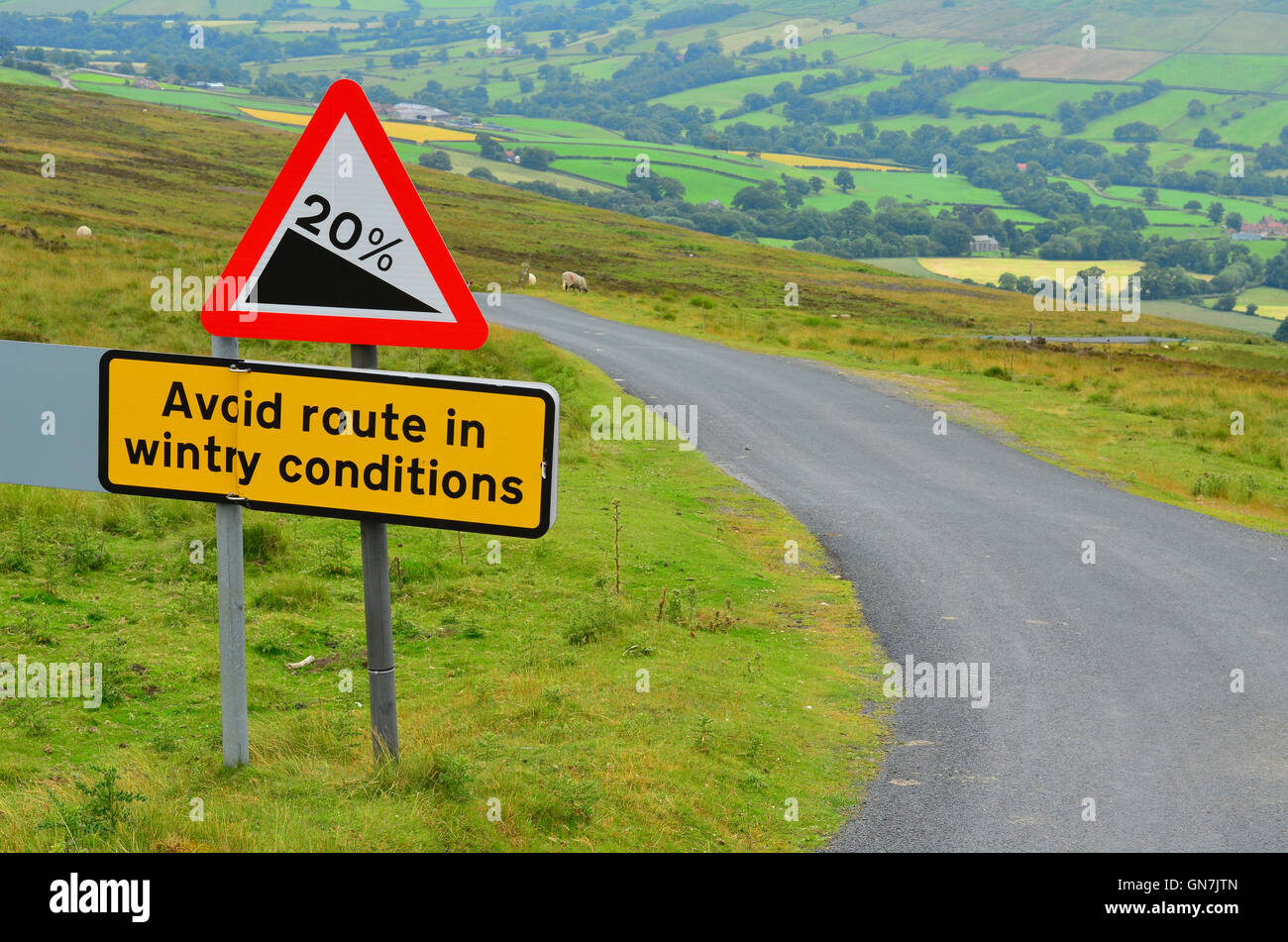 20% gradient sign at Blakey Road and Blakey Bank junction North ...