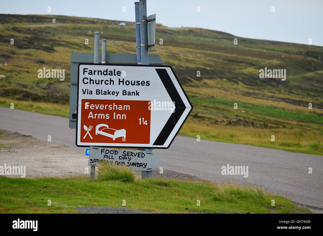 Road sign post at Blakey Road and Blakey Bank junction North Yorkshire ...