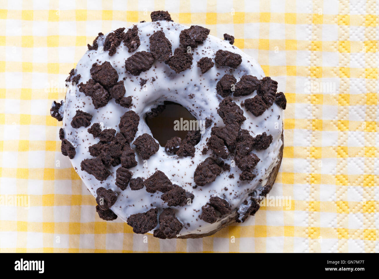 Oreo doughnut made with Oreo cookie pieces & with creme filling on ...