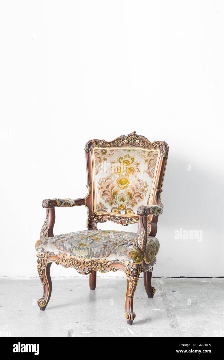 Vintage classical style Chair in white room Stock Photo - Alamy