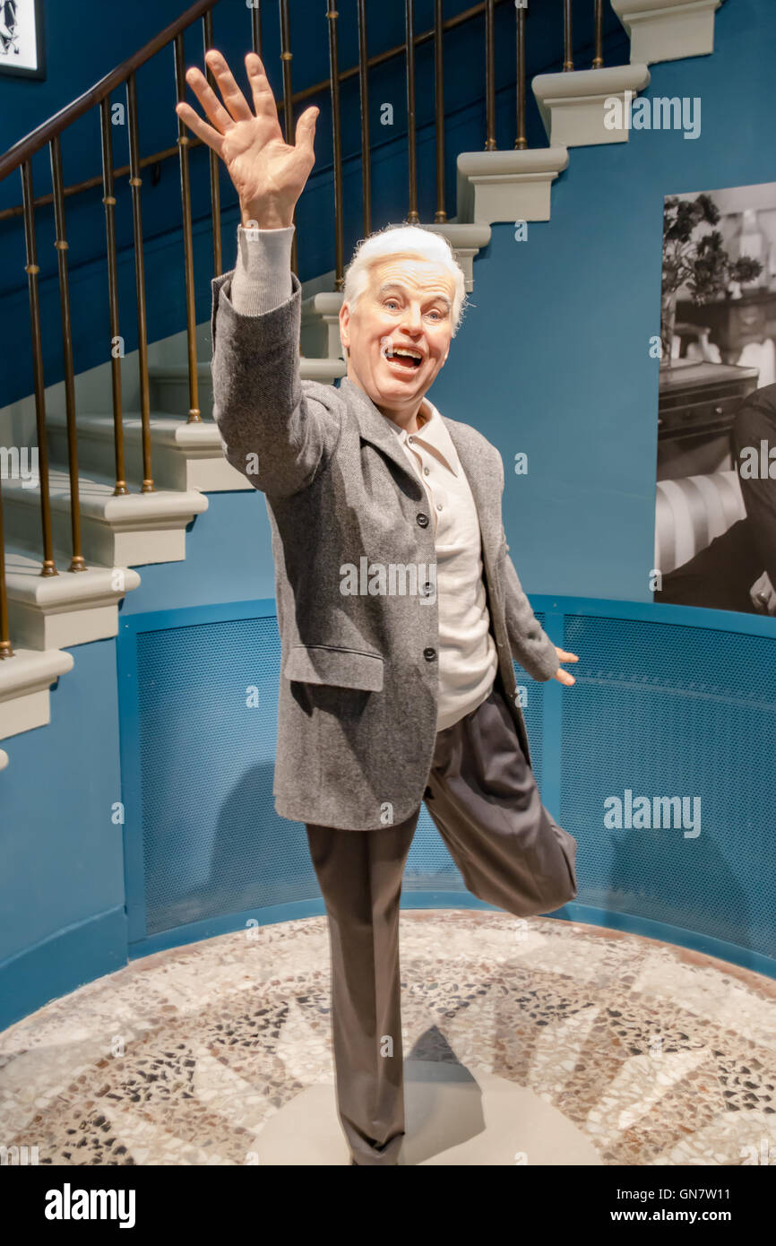 Charlie Chaplin's laughing wax statue at the entrance to his museum ...