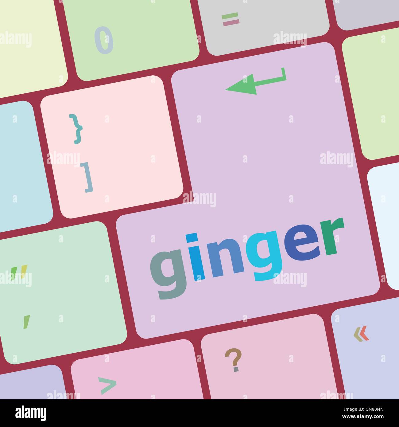 ginger word on keyboard key, notebook computer button vector ...