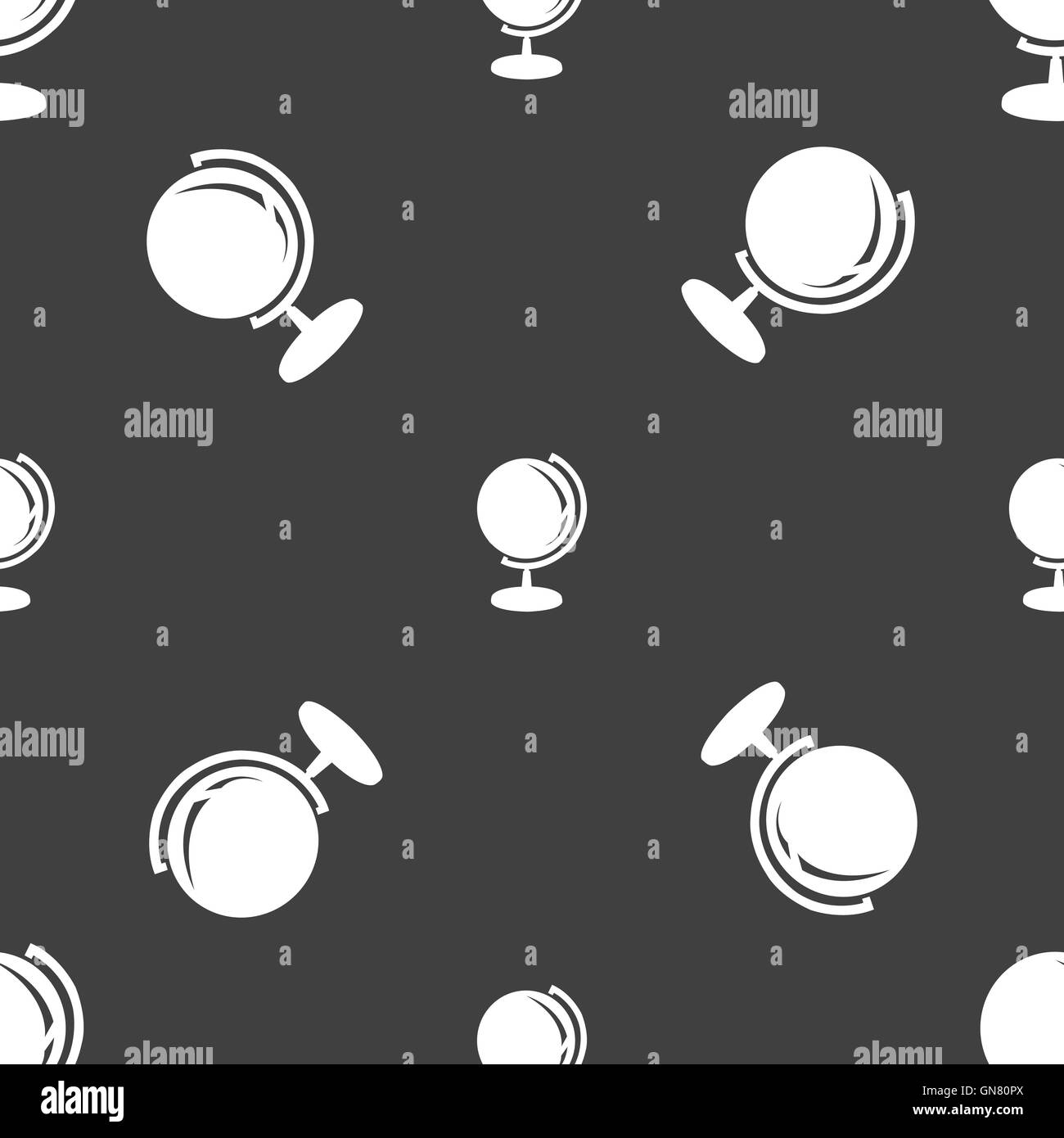 Globe icon sign. Seamless pattern on a gray background. Vector Stock ...