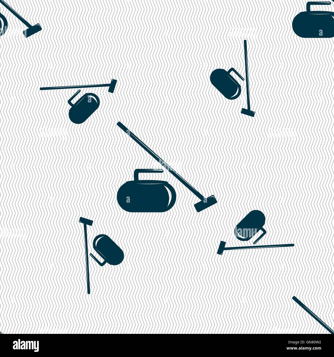 The stone for curling icon sign. Seamless pattern with geometric ...