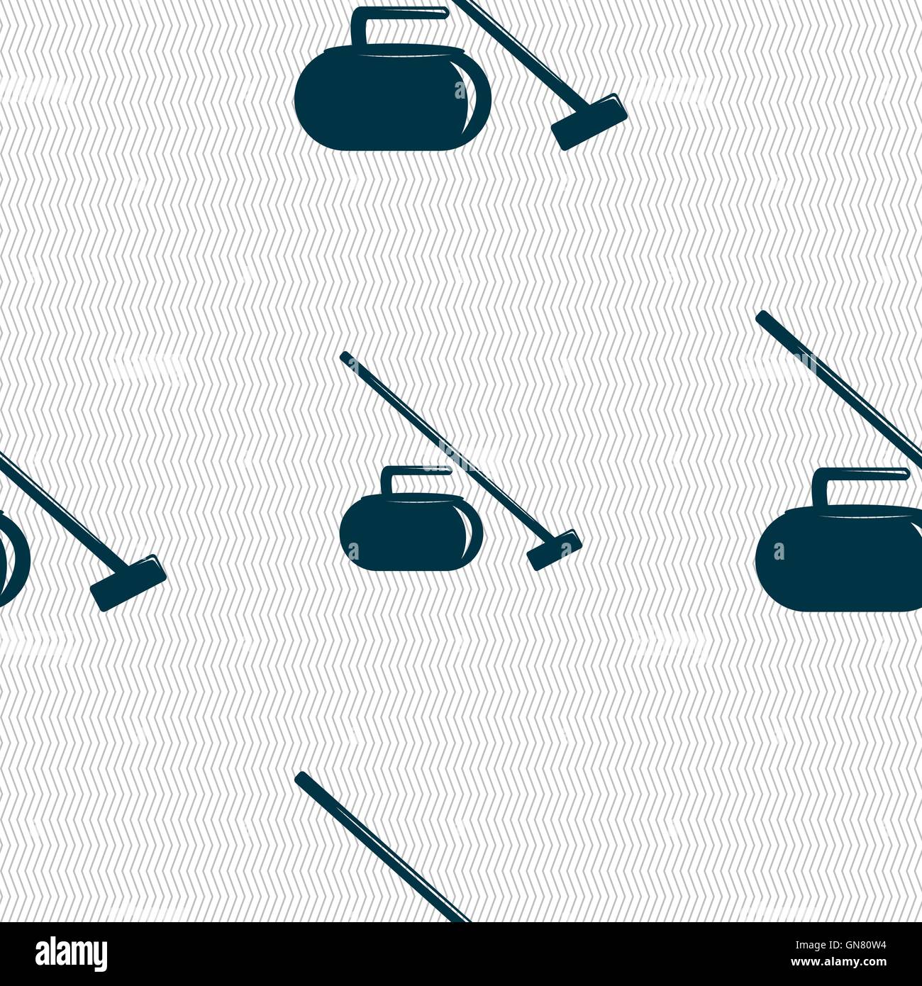 The stone for curling icon sign. Seamless pattern with geometric ...