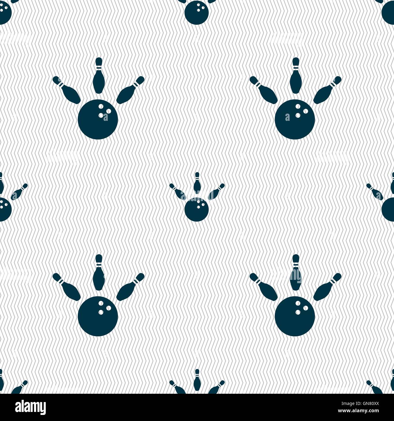 bowling icon sign. Seamless pattern with geometric texture. Vector ...