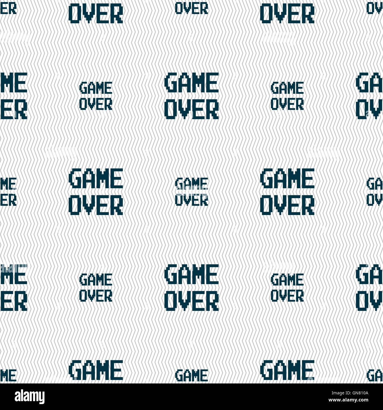 Game over concept icon sign. Seamless pattern with geometric texture ...