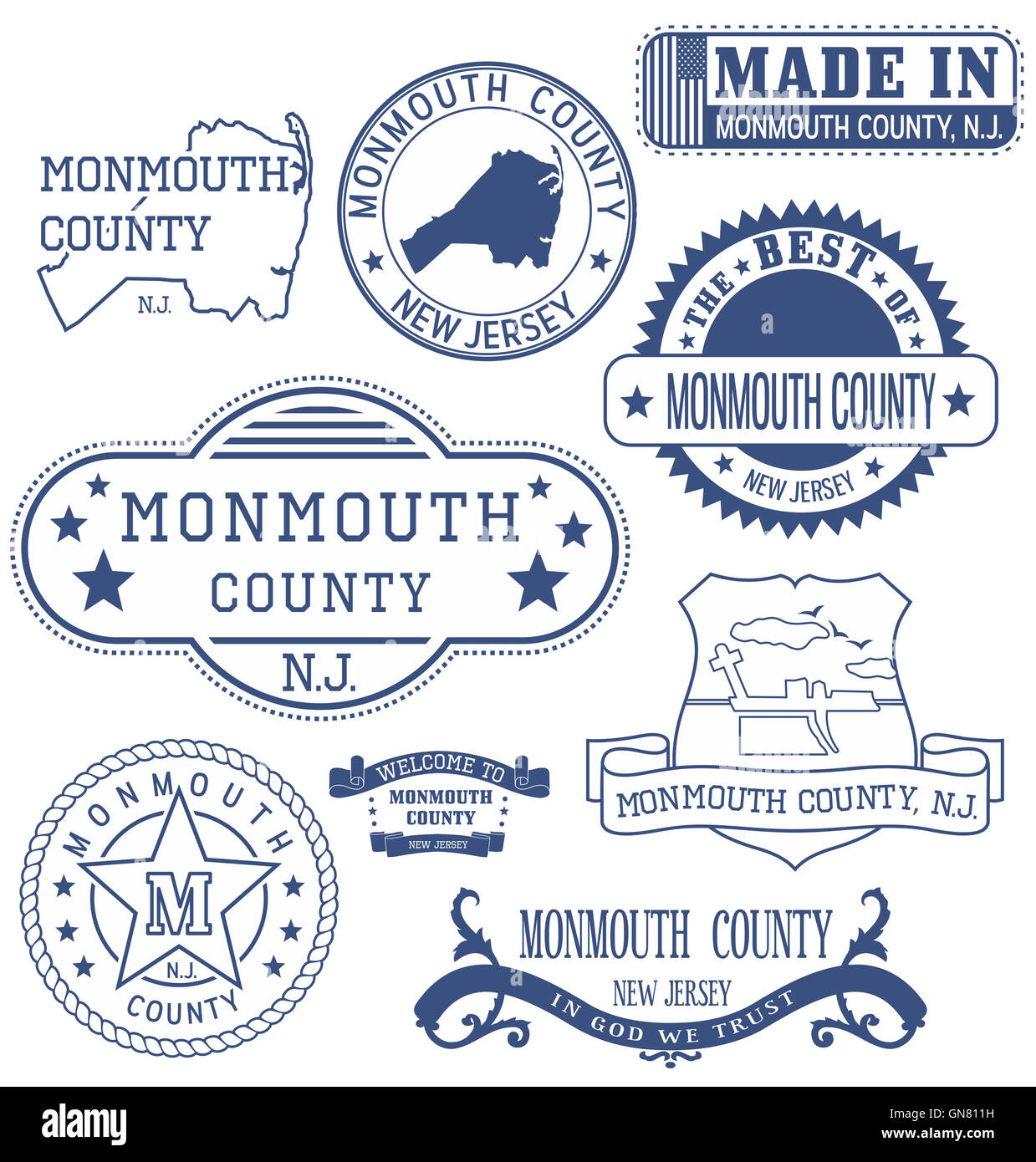 Monmouth county map hi-res stock photography and images - Alamy