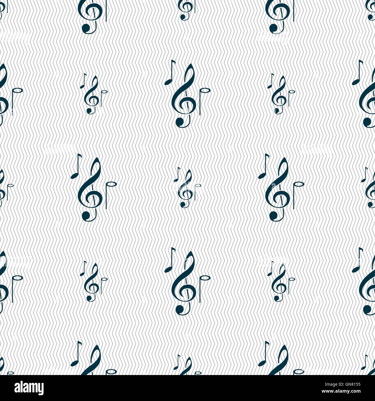 musical notes icon sign. Seamless pattern with geometric texture ...