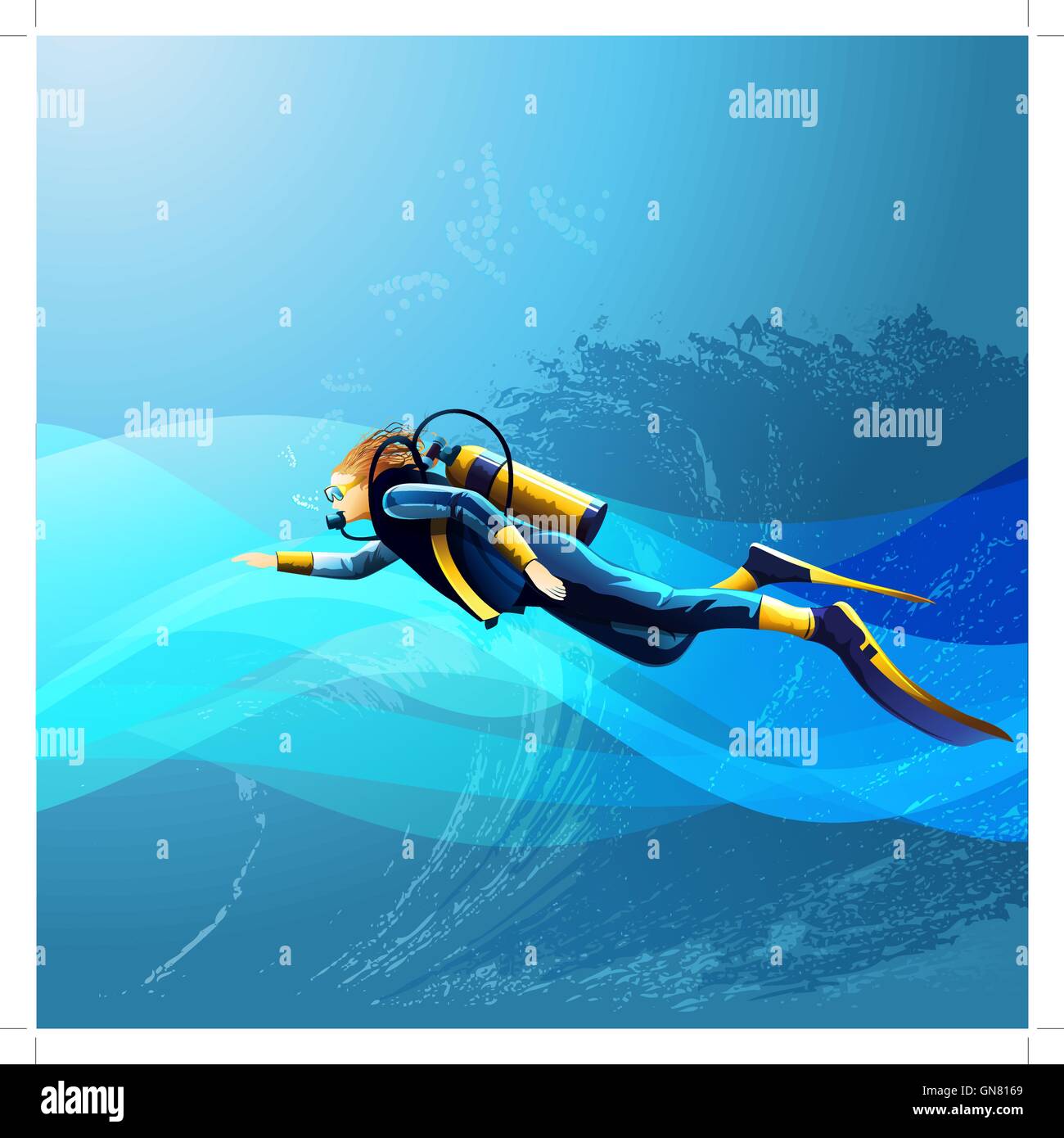 Scuba diver drawing Stock Vector Images - Alamy
