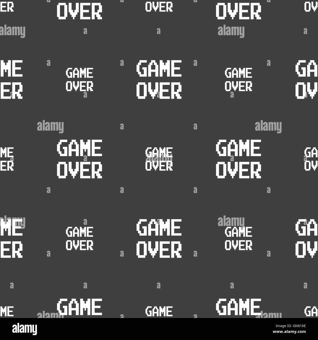 Game over concept icon sign. Seamless pattern on a gray background ...