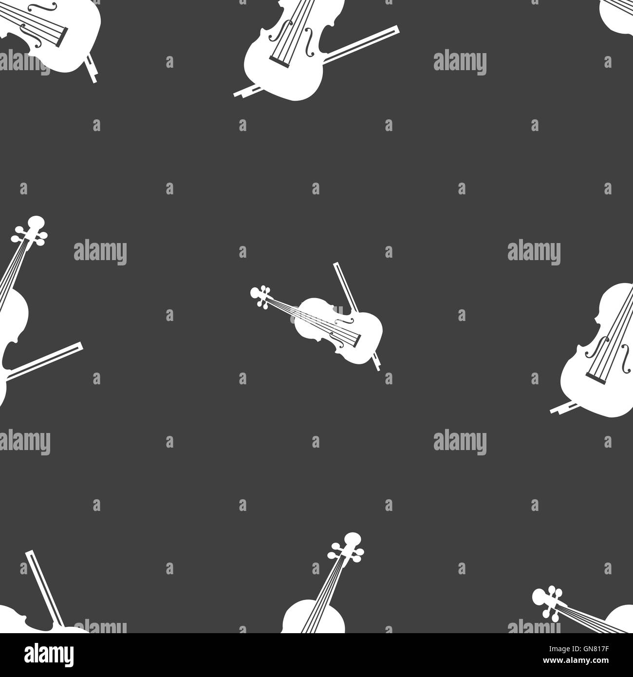 Violin icon sign. Seamless pattern on a gray background. Vector Stock ...