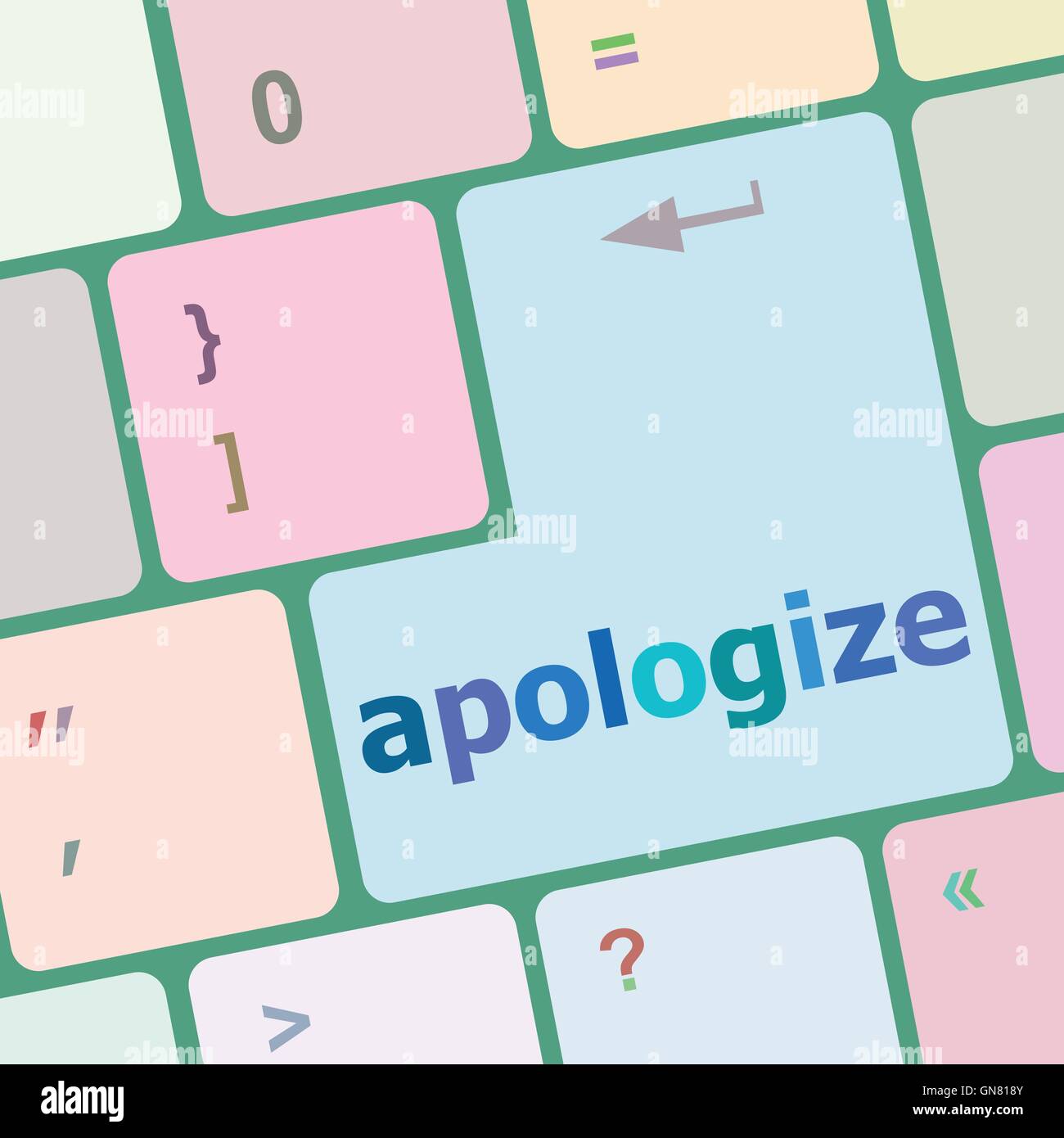 keyboard keys with enter button, apologize word on it vector ...