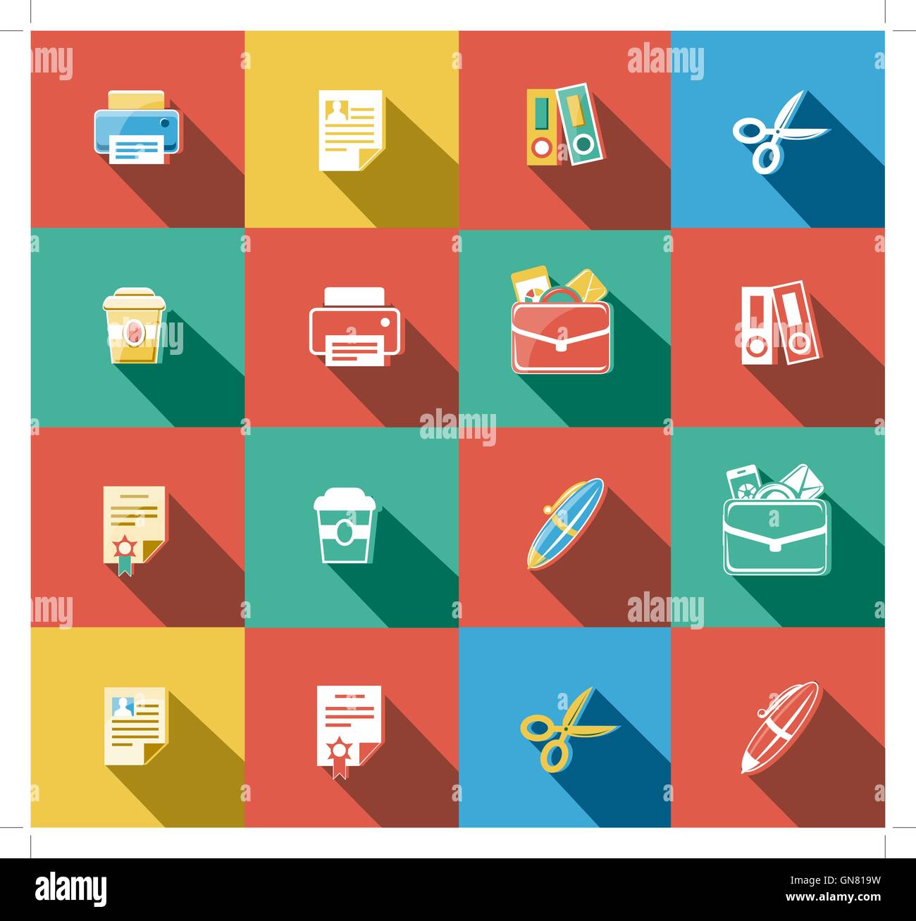 Business and Office Flat Icons Set Stock Vector Image & Art - Alamy