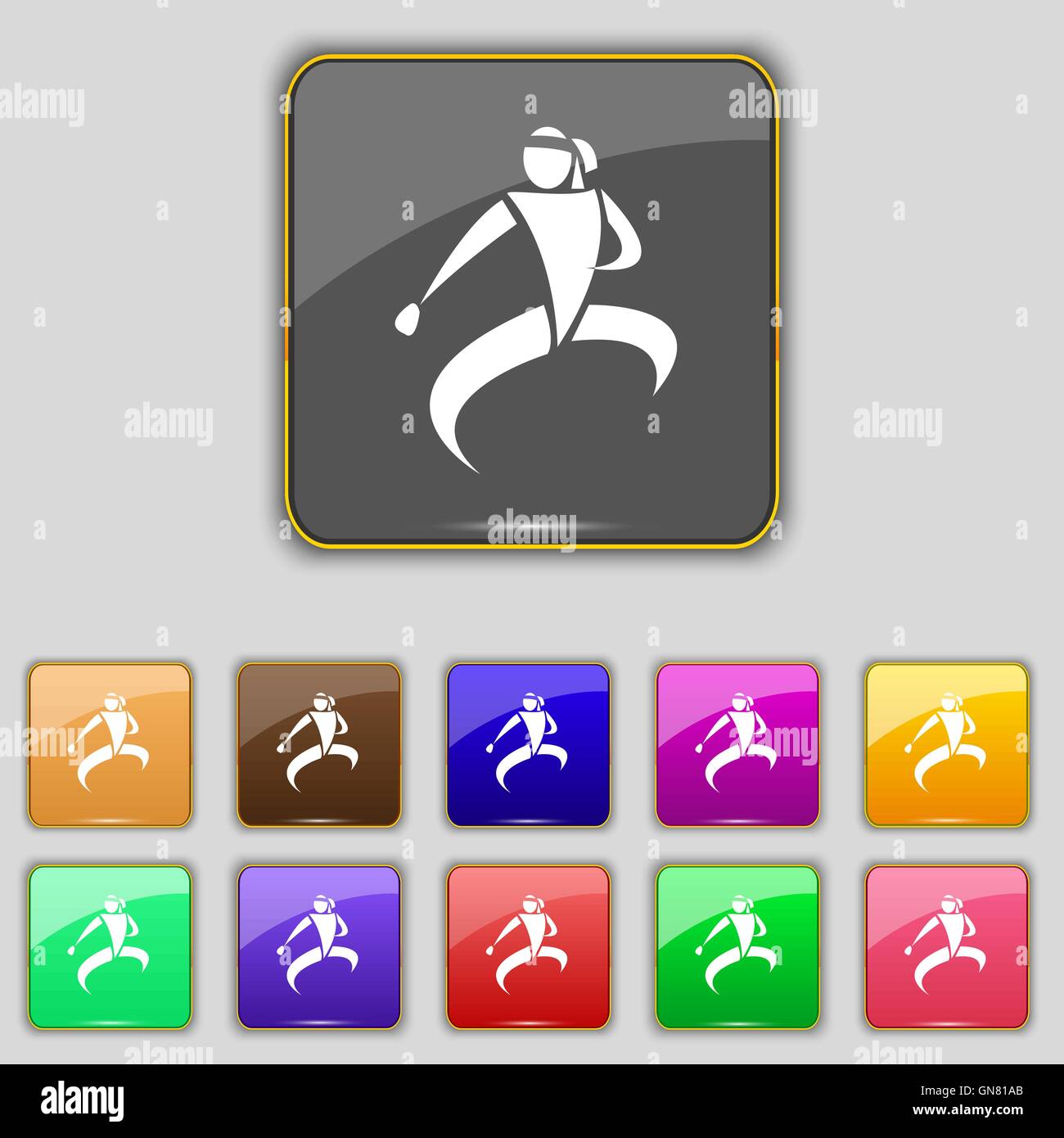 Karate kick icon sign. Set with eleven colored buttons for your site ...