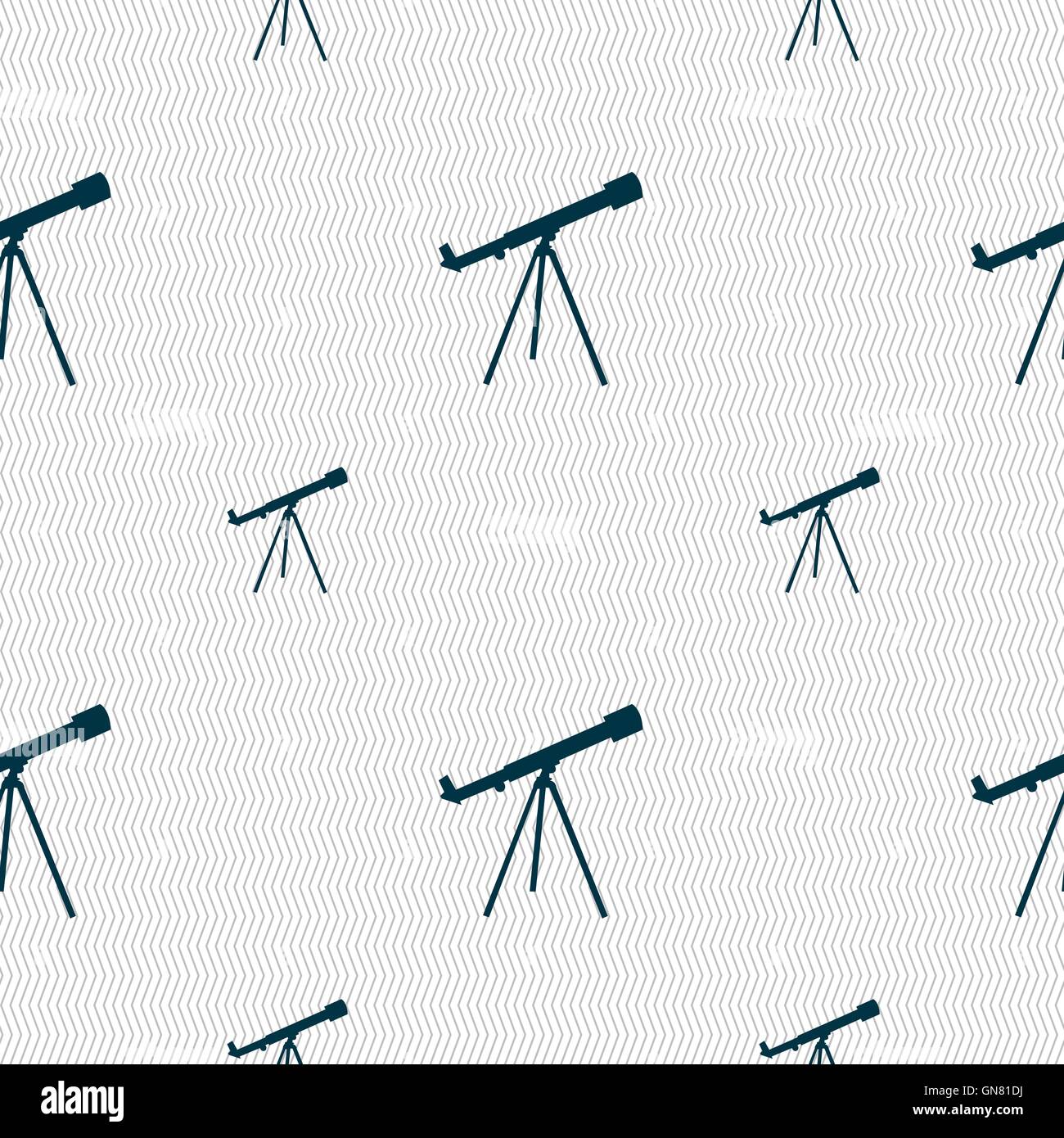 Telescope icon sign. Seamless pattern with geometric texture. Vector ...