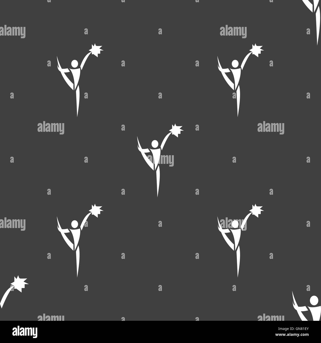 cheerleader icon sign. Seamless pattern on a gray background. Vector ...