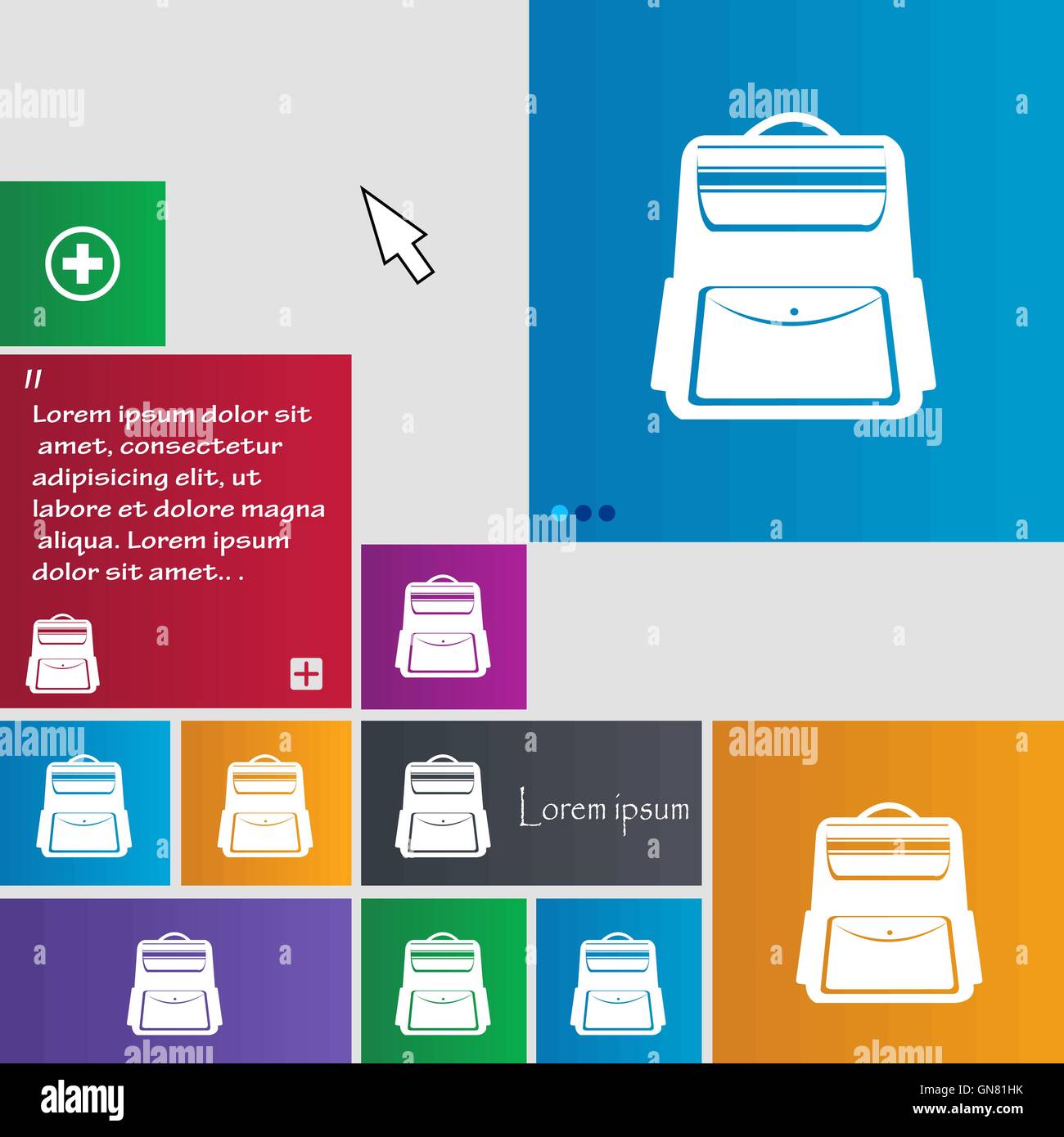 School Backpack icon sign. buttons. Modern interface website buttons ...