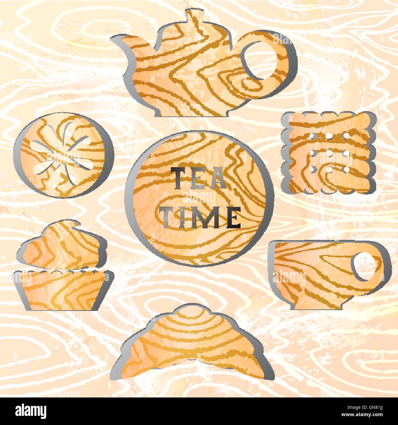 Set of tea time. Effect of the shadow Stock Vector Image & Art - Alamy