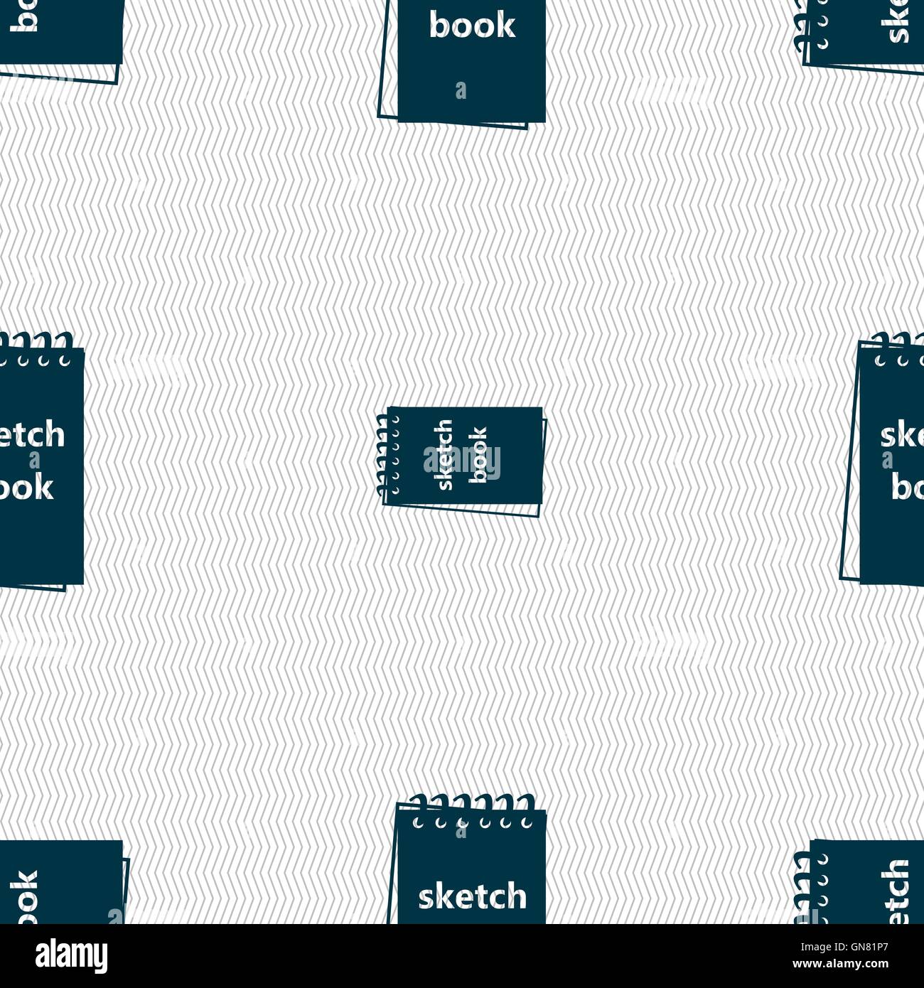 Sketchbook icon sign. Seamless pattern with geometric texture. Vector ...