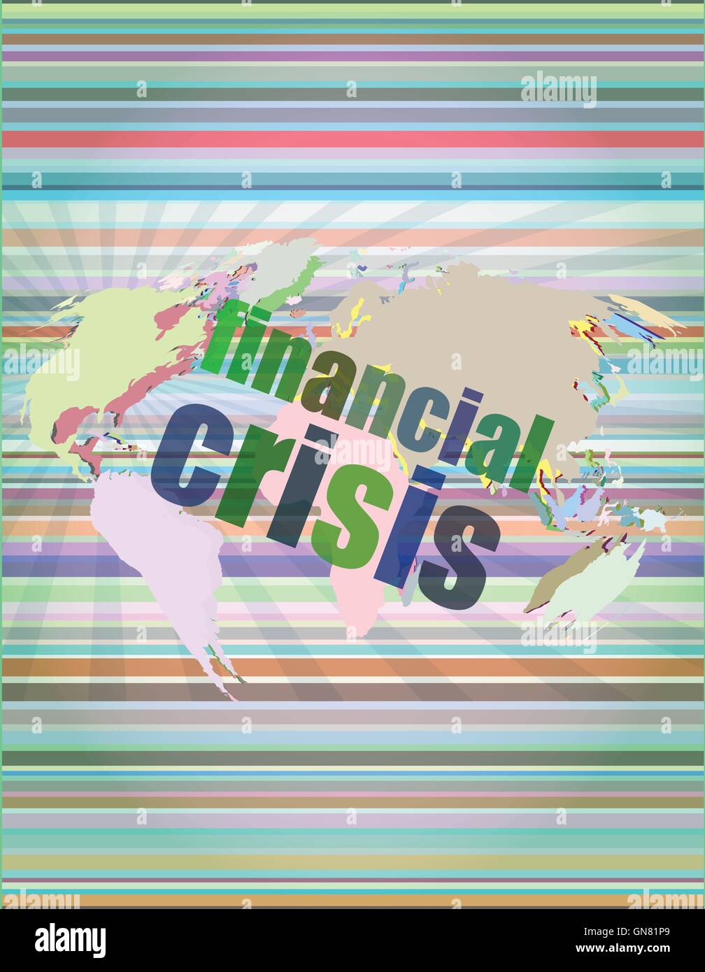 financial crisis concept - business touching screen vector illustration ...