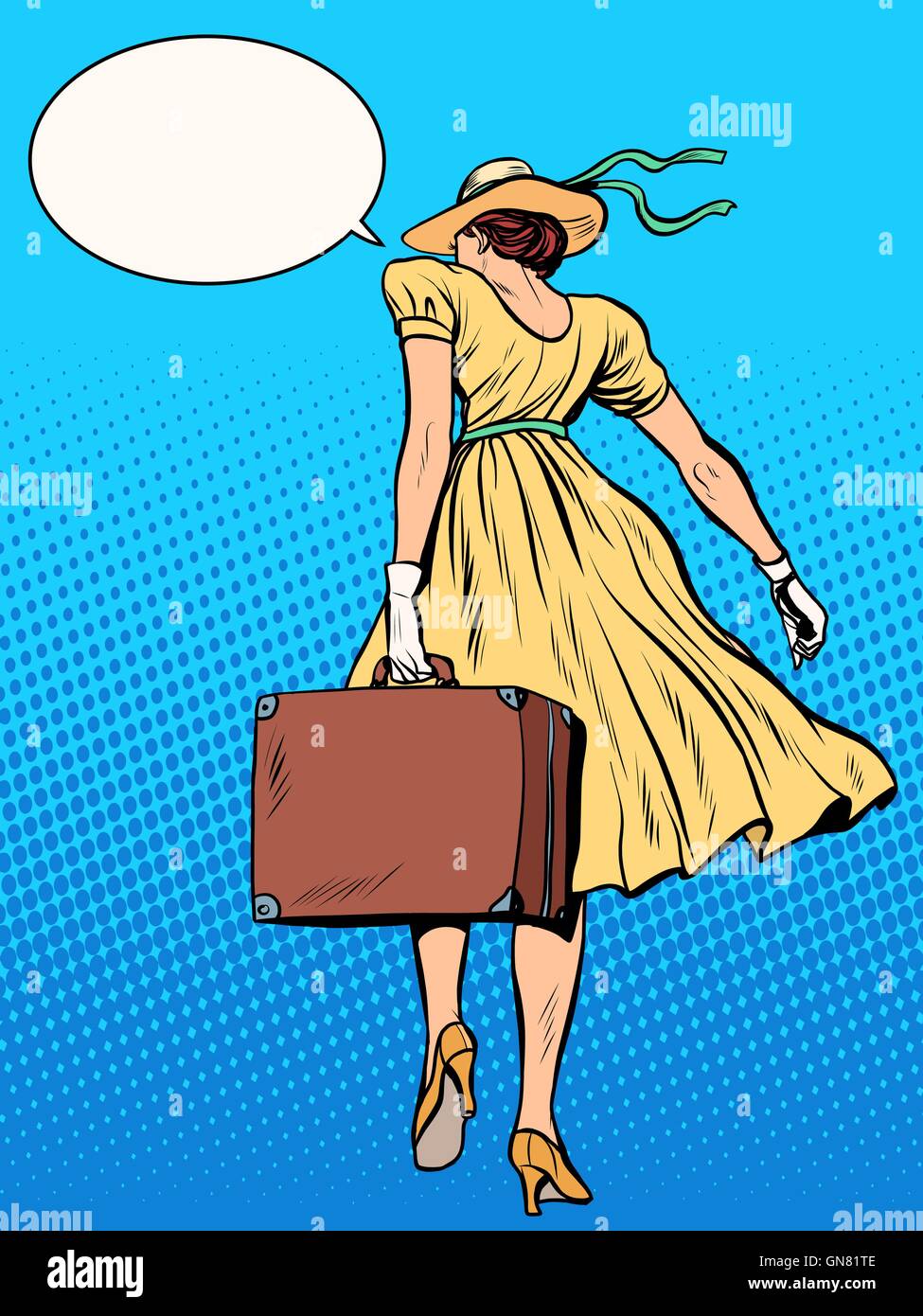 Lady traveler with suitcase Stock Vector Image & Art - Alamy