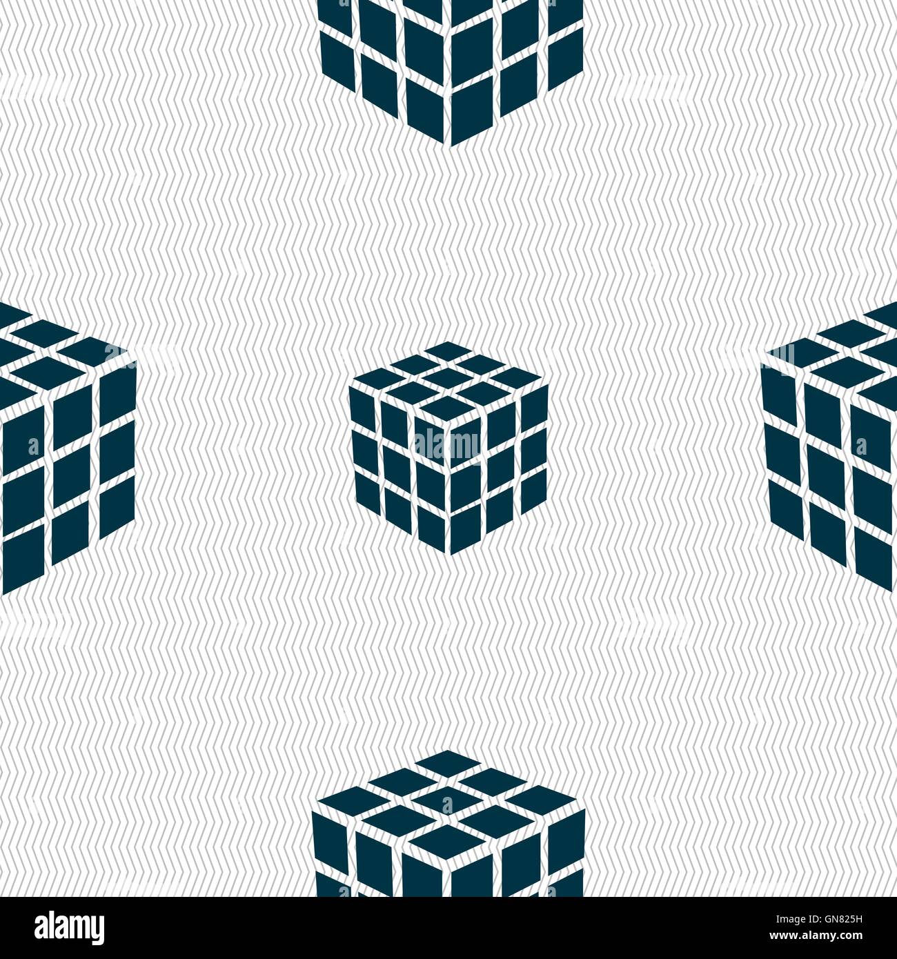 A three sided cube puzzle box in 3D icon sign. Seamless pattern with ...