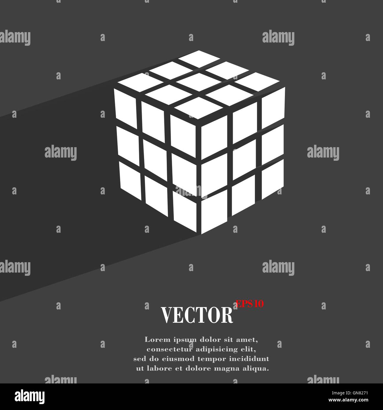 A three sided cube puzzle box in 3D symbol Flat modern web design with ...