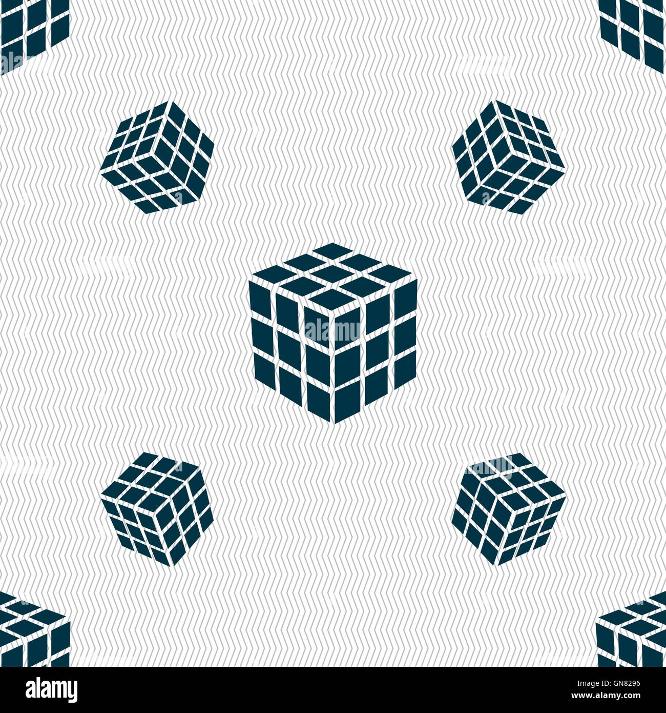 A three sided cube puzzle box in 3D icon sign. Seamless pattern with ...
