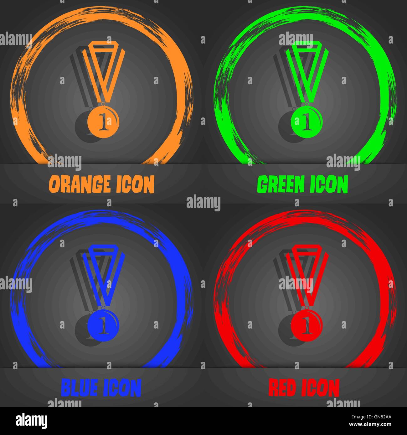 the medal for first place icon. Fashionable modern style. In the orange ...