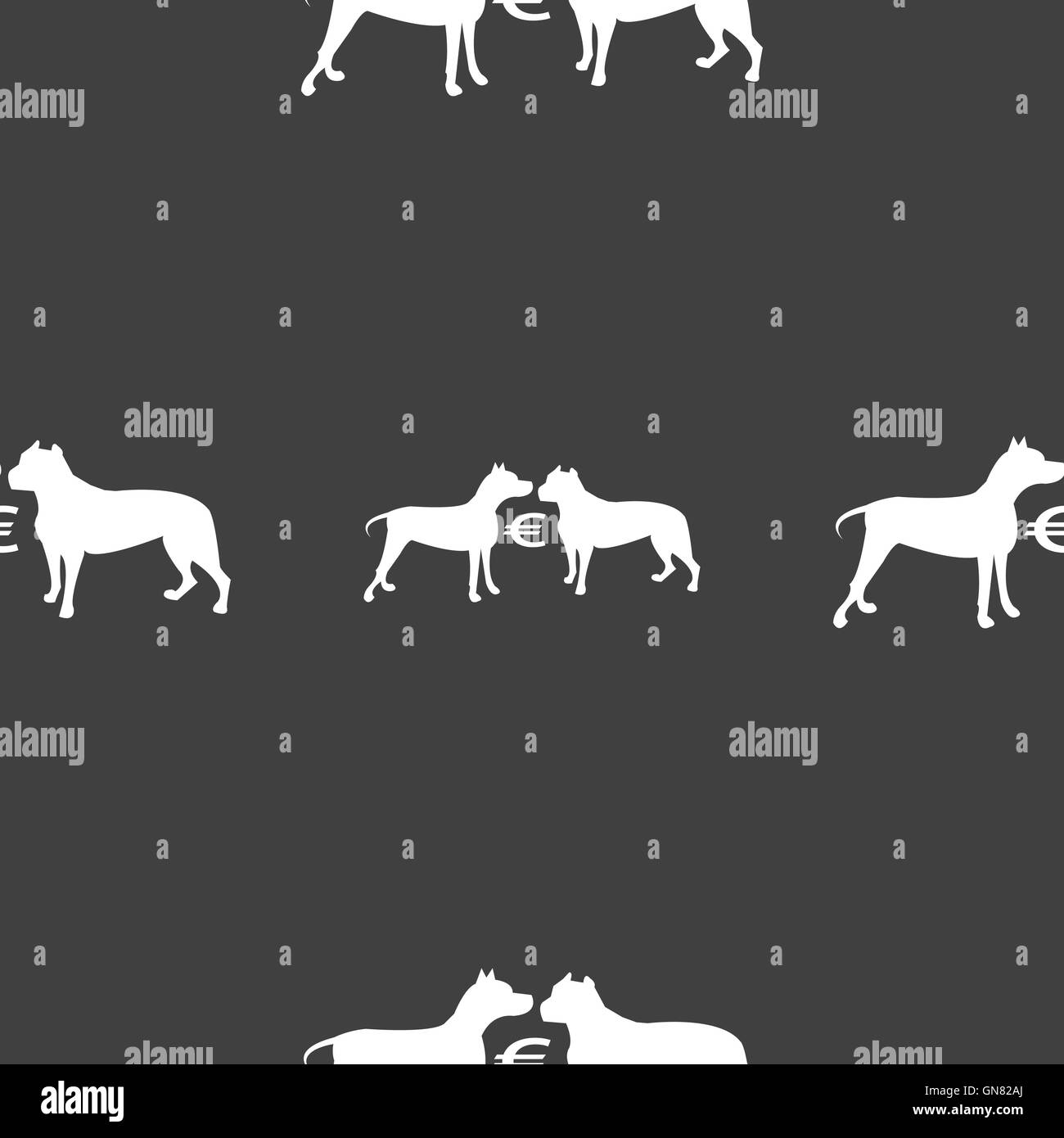 Betting on dog fighting icon sign. Seamless pattern on a gray ...