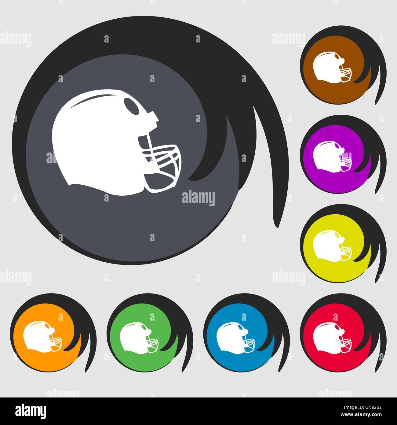 football helmet icon. Symbols on eight colored buttons. Vector Stock ...