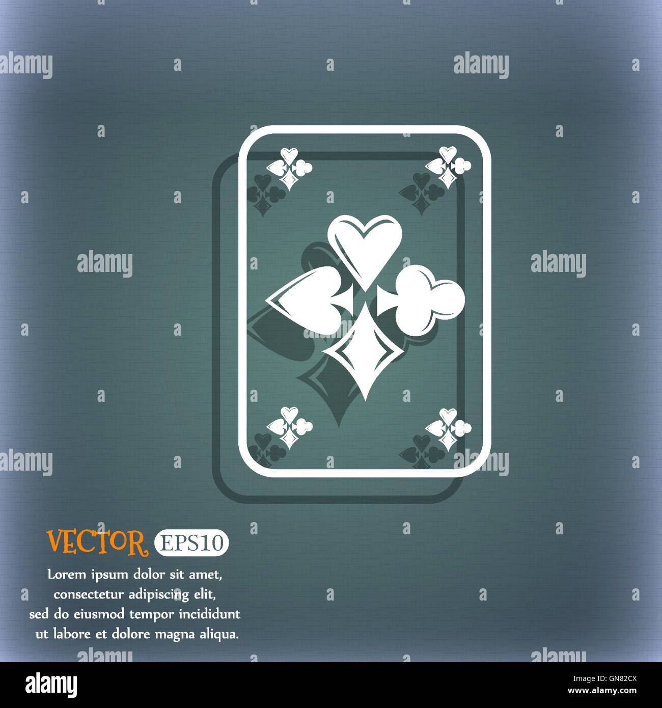 game cards icon. On the blue-green abstract background with shadow and ...