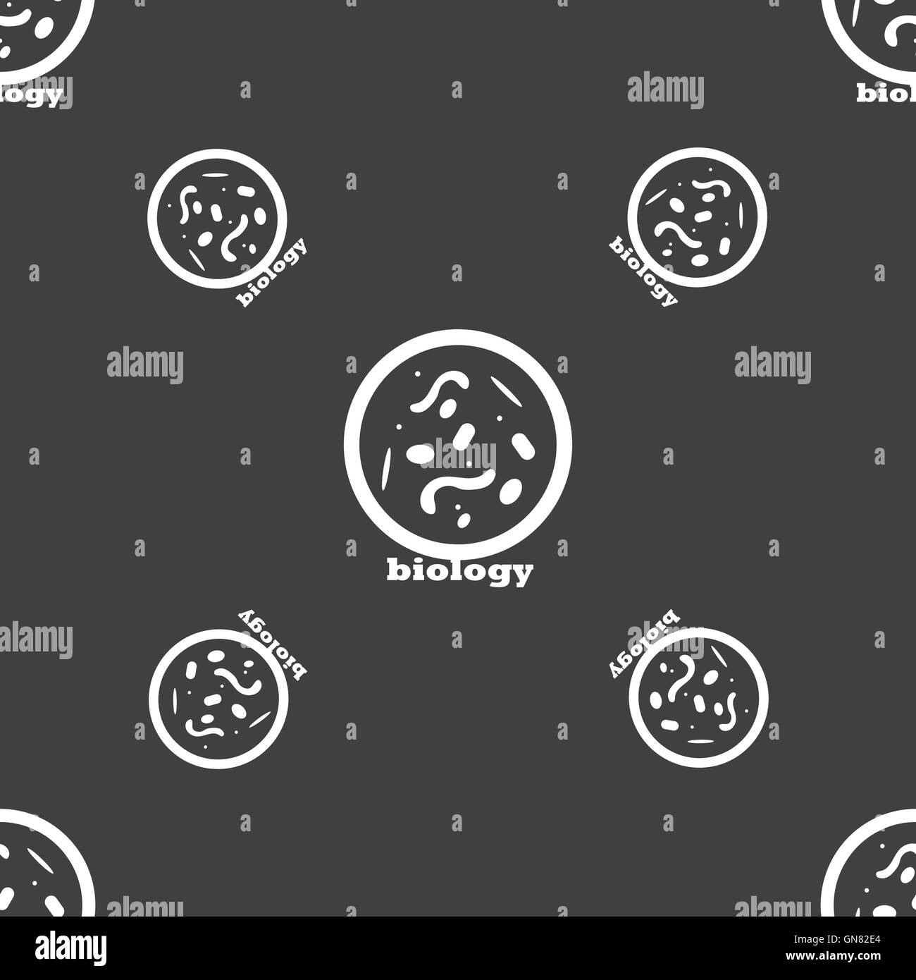 bacteria and virus disease, biology cell under microscope icon sign ...